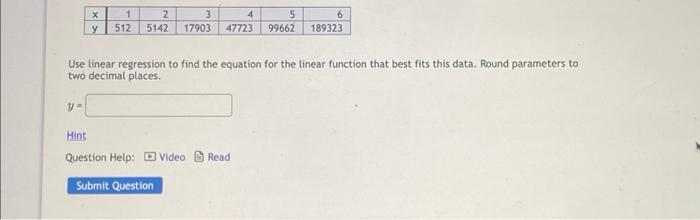Solved Use tinear regression to find the equation for the | Chegg.com