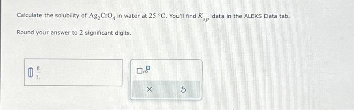 Solved Calculate the solubility of Ag₂ CrO4 in water at 25 | Chegg.com