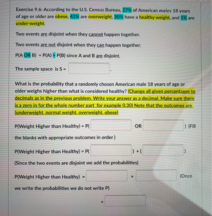 Solved Exercise 9.6: According to the U.S. Census Bureau, | Chegg.com