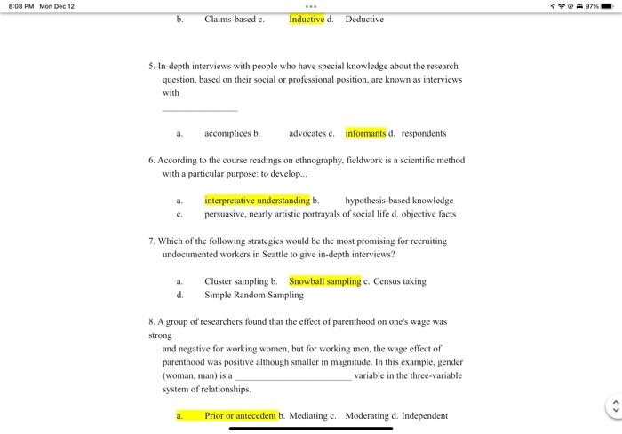 Sample Multiple-Choice Questions: 1. Compared to | Chegg.com