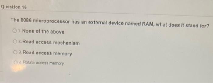 Solved The 8086 microprocessor has an external device named | Chegg.com