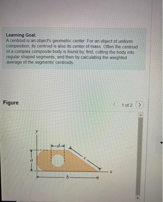 Solved Learning Goal A Centroid Is An Objects Geometric