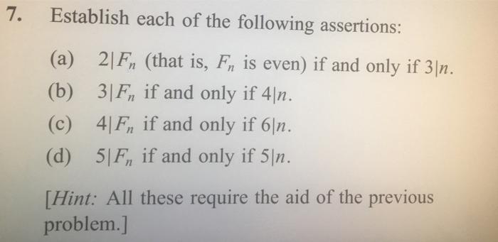 7. Establish each of the following assertions: (a) | Chegg.com