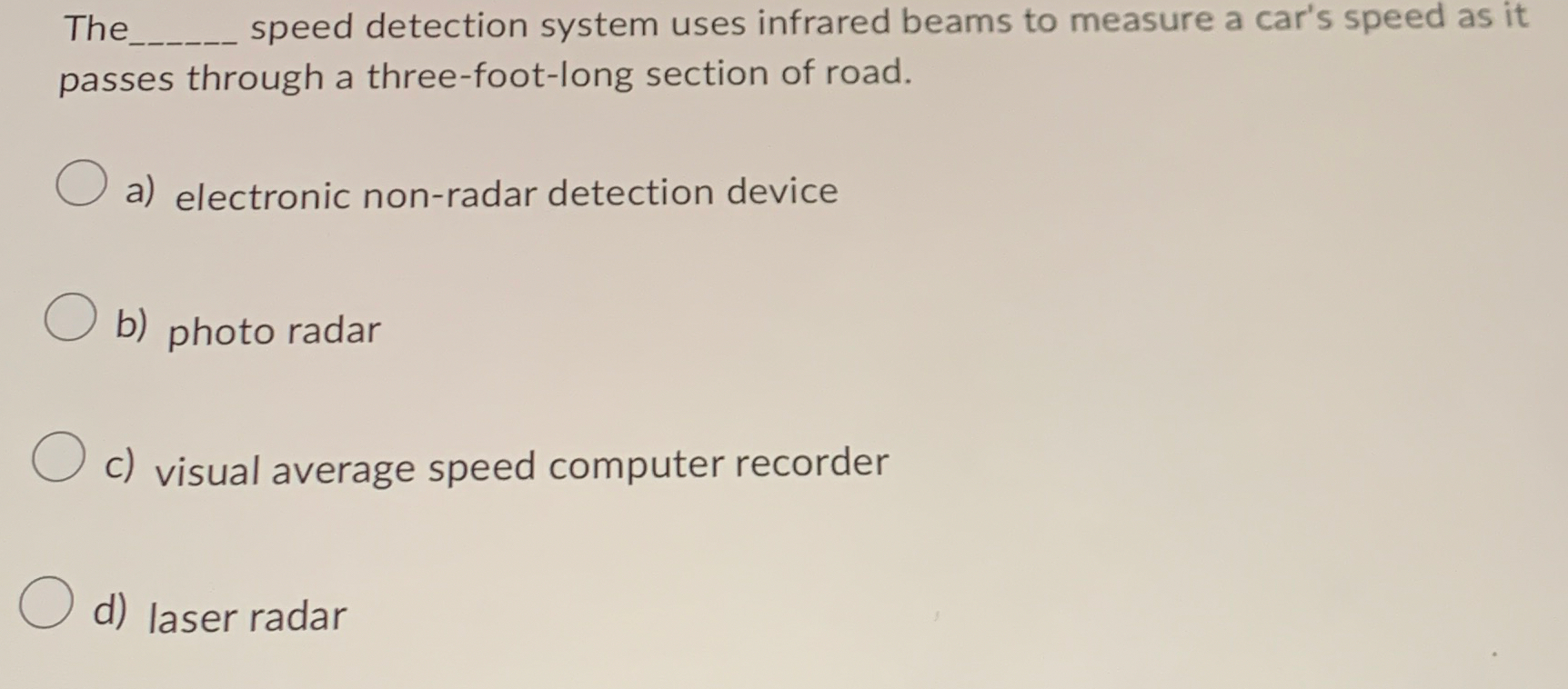 Solved The speed detection system uses infrared beams to | Chegg.com