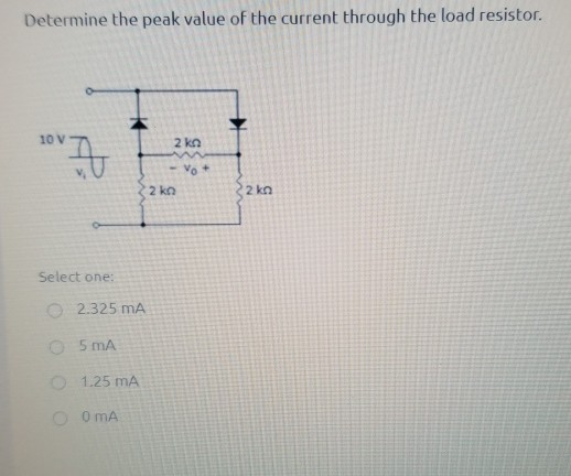 Solved Determine the peak value of the current through the | Chegg.com