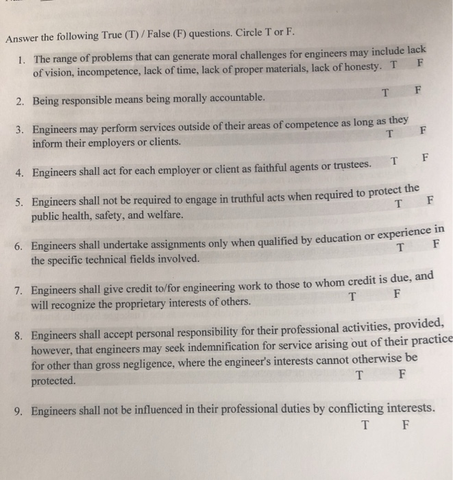 Solved Answer the following True (T) /False (F) questions. | Chegg.com