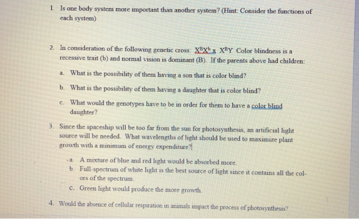 Solved Is one body system more important than another | Chegg.com