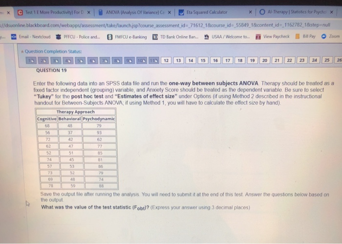 Solved C Test 1 E More Productivity) For D Eta Squared | Chegg.com