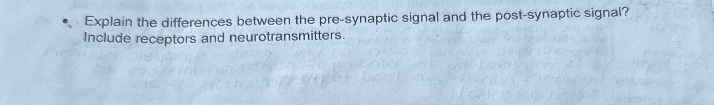 Solved Explain the differences between the pre-synaptic | Chegg.com