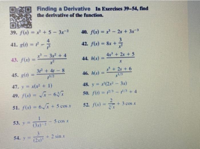 Solved Finding a Derivative In Exercises 39–54, find the | Chegg.com