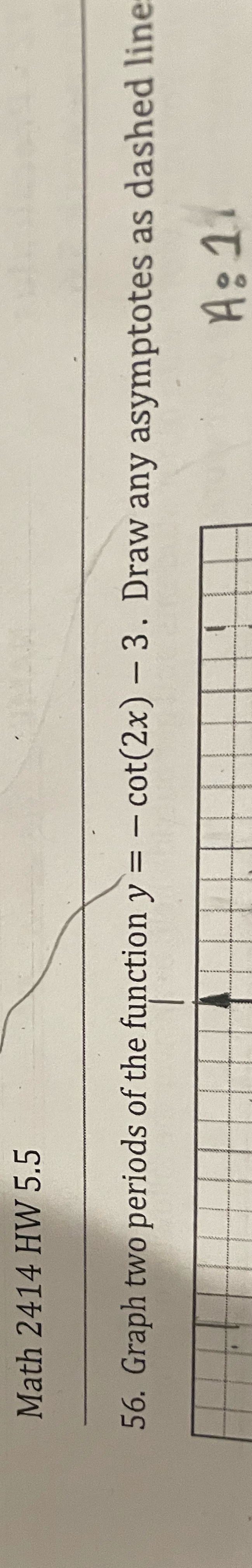 Solved Math 2414 ﻿HW 5.556. ﻿Graph two periods of the | Chegg.com