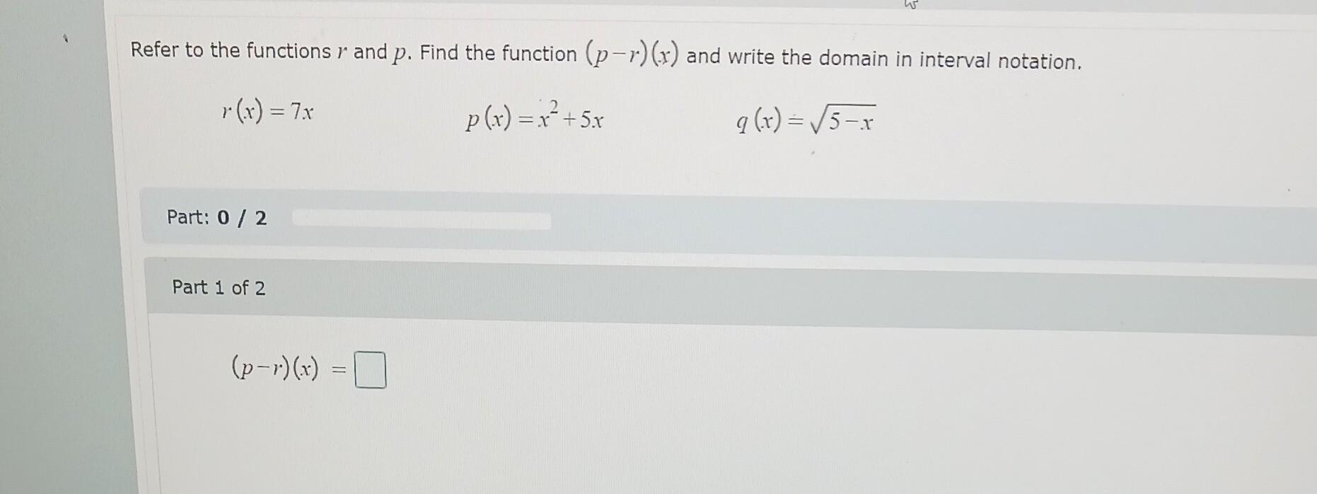 Solved Refer to the functions r and p. Find the function | Chegg.com