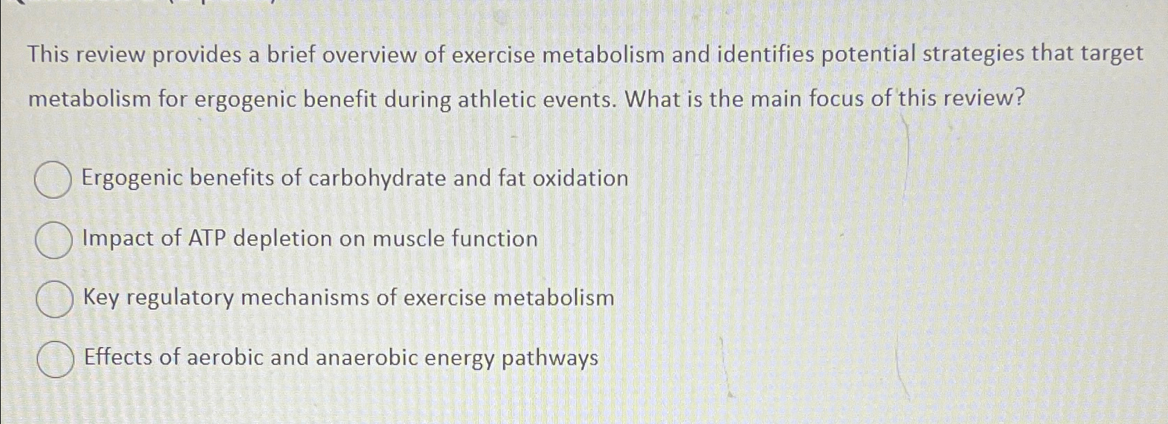 Solved This review provides a brief overview of exercise | Chegg.com