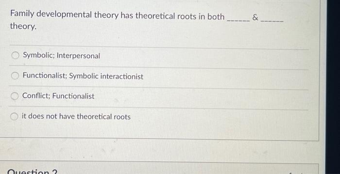 Solved Family developmental theory has theoretical roots in | Chegg.com