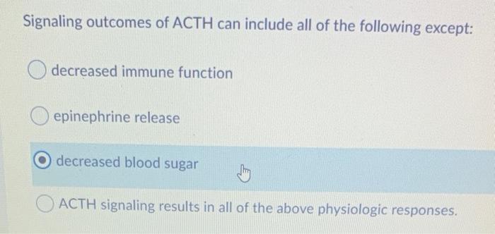 Solved Signaling outcomes of ACTH can include all of the | Chegg.com