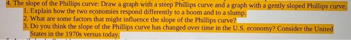 Solved 4. The slope of the Phillips curve: Draw a graph with | Chegg.com