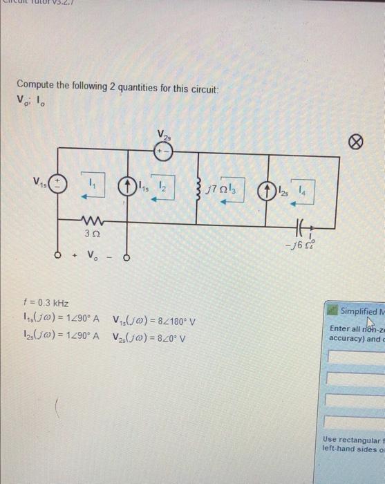 Solved Compute the following 2 quantities for this circuit: | Chegg.com