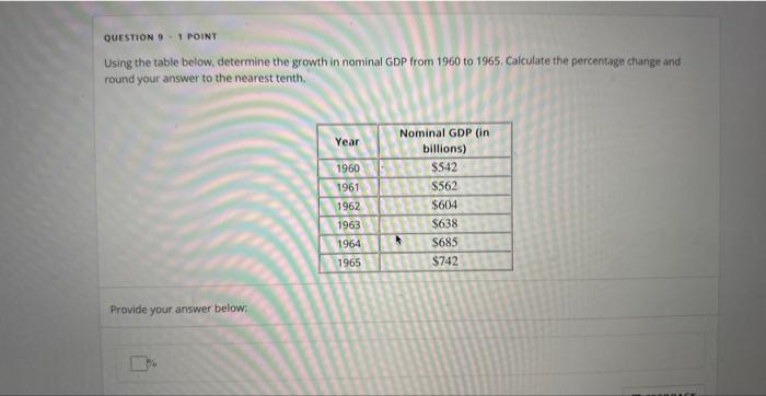 Solved Using the table below, determine the growth in | Chegg.com