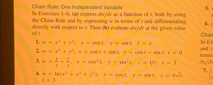 Solved Chain Rule: One Independent Variable In Exercises | Chegg.com