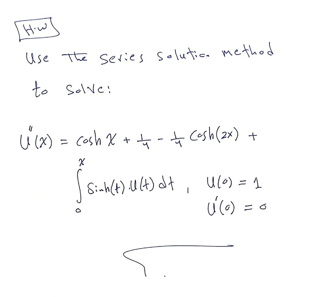 Solved H.w Use the series solution method to solve: | Chegg.com