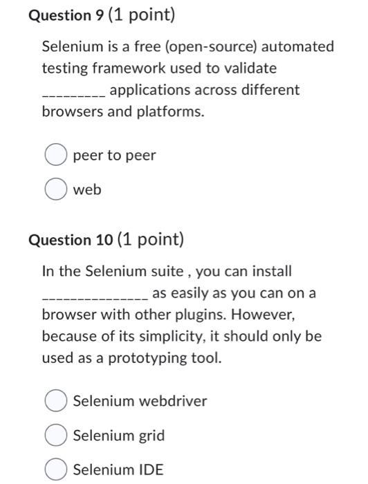 Solved Selenium Is A Free Open Source Automated Testing