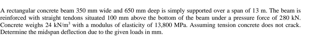Solved A rectangular concrete beam 350 mm wide and 650 mm | Chegg.com