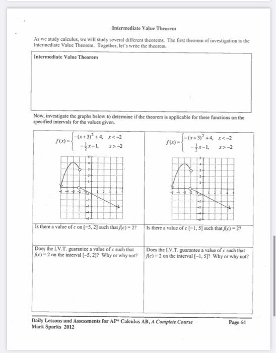 Solved Intermediate Value Theorem As we study calculus, we | Chegg.com