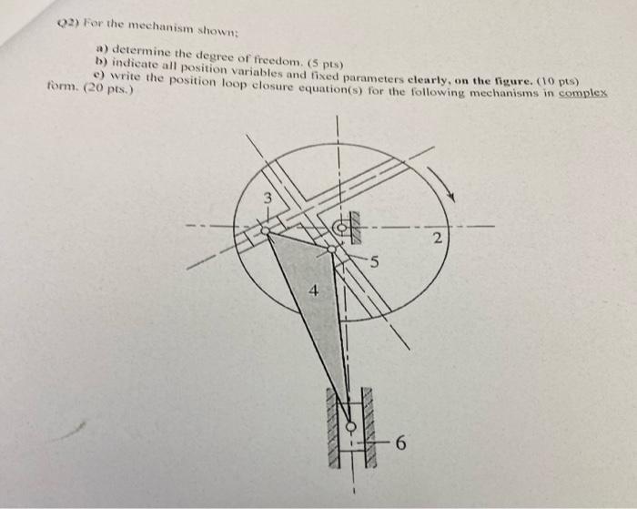 [Solved]: Q2) For the mechanism shown: a) determine the deg