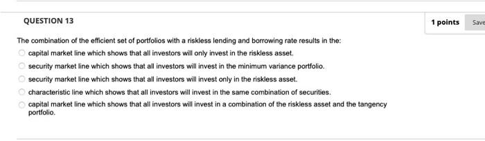 Solved The combination of the efficient set of portfolios | Chegg.com