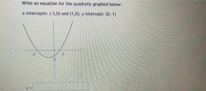 Solved Write an equation for the quadratic graphed below: | Chegg.com