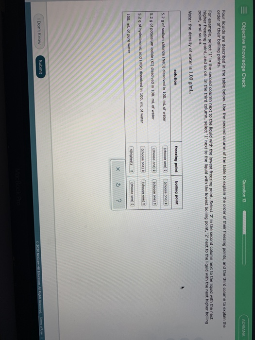 Solved = Objective Knowledge Check Question 13 ADRIANA Four | Chegg.com