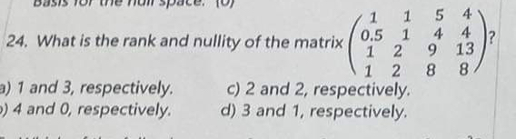 Solved What is the rank and nullity of the matrix | Chegg.com