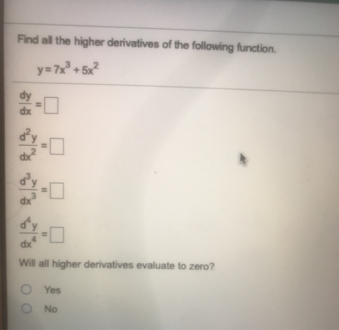 Solved Find All The Higher Derivatives Of The Following