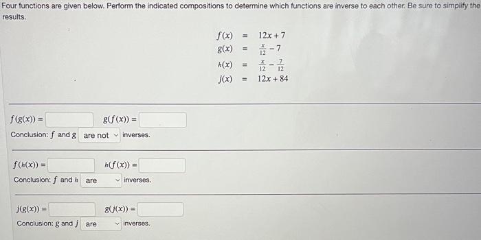 Solved our functions are given below. Perform the indicated | Chegg.com