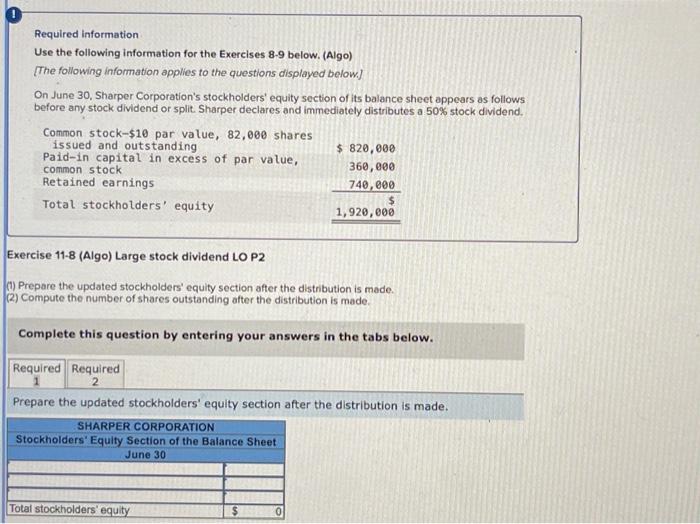 Solved Exercise 11-23 (Algo) Dividend yield computation and | Chegg.com