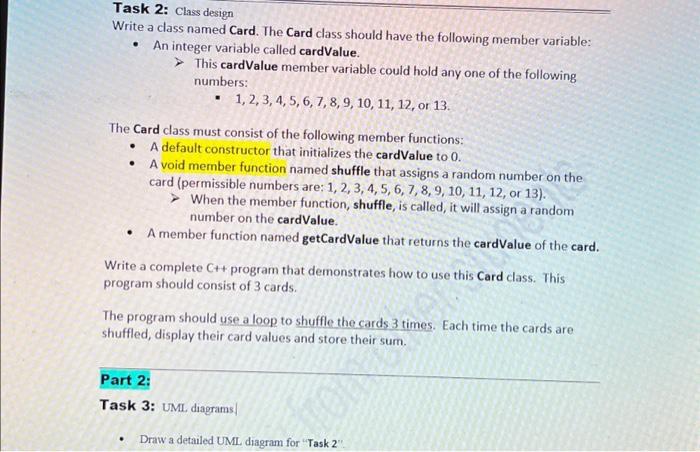 Solved Task 2: Class design Write a class named Card. The | Chegg.com