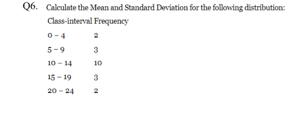 Q6. ﻿Calculate the Mean and Standard Deviation for | Chegg.com