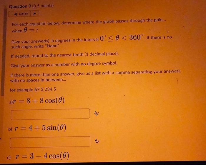Solved For each equation below, determine where the graph | Chegg.com