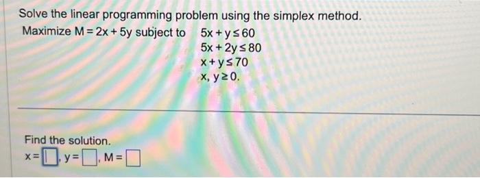 Solved Solve the linear programming problem using the | Chegg.com