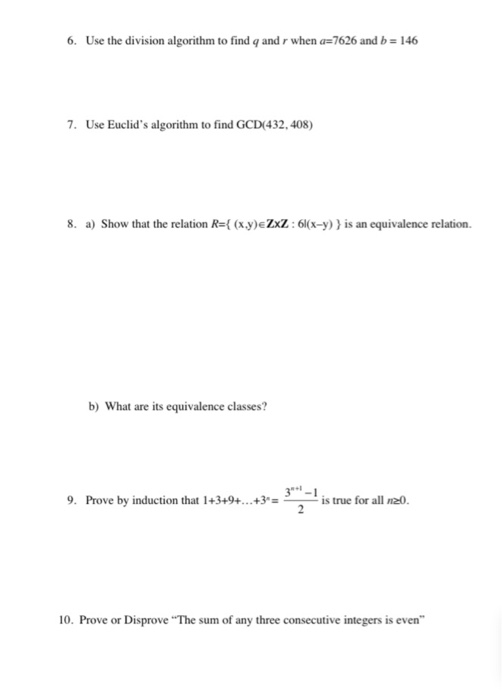 Solved 6. Use the division algorithm to find q and r when | Chegg.com