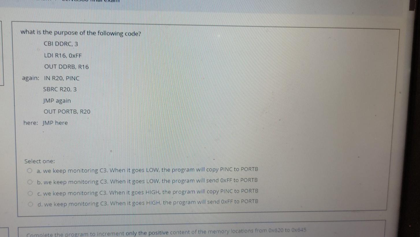 Solved what is the purpose of the following code? CBI DDRC, | Chegg.com