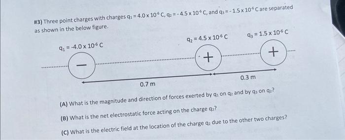 Solved #3) Three point charges with charges | Chegg.com