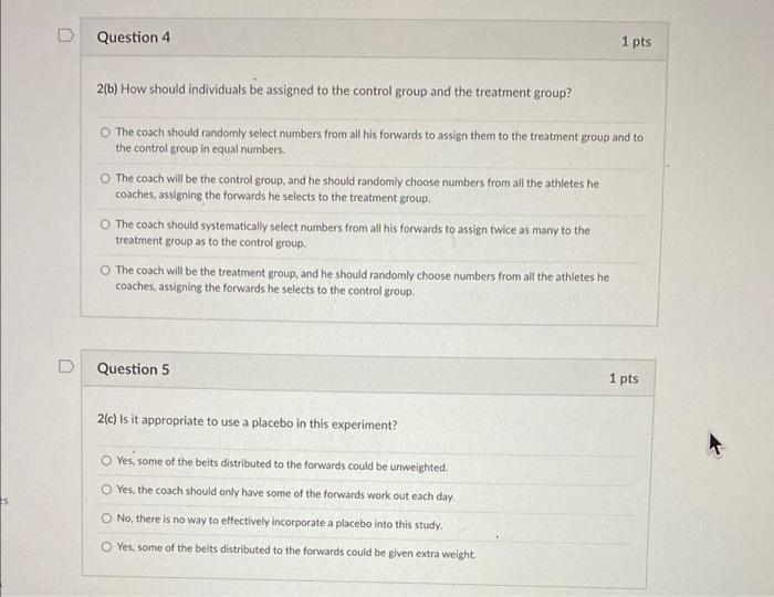 Solved 2(b) How should individuals be assigned to the | Chegg.com