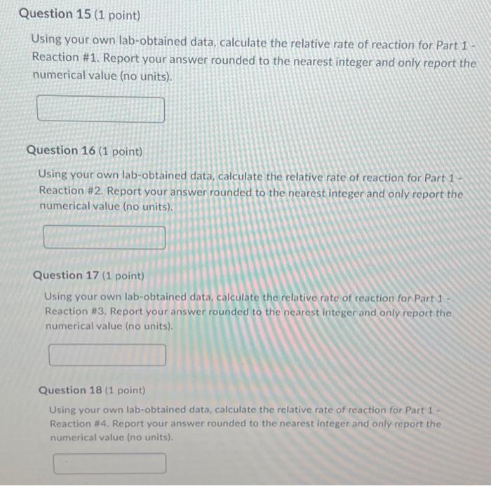 Solved Using your own lab-obtained data, calculate the | Chegg.com