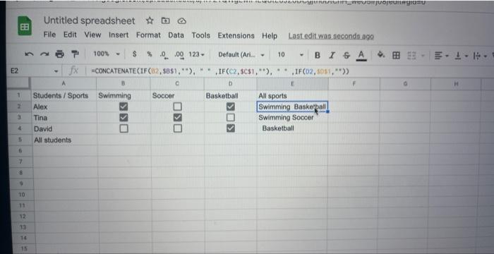 Solved I used the Concatenate function to list all the | Chegg.com