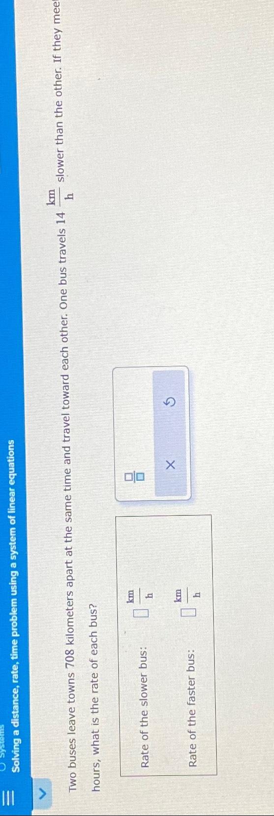 Solving a distance, rate, time problem using a system | Chegg.com