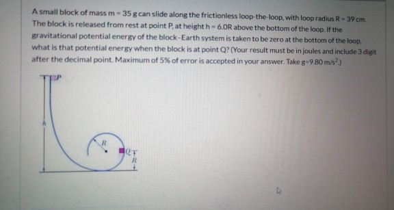 Solved A small block of mass m = 35 g can slide along the | Chegg.com