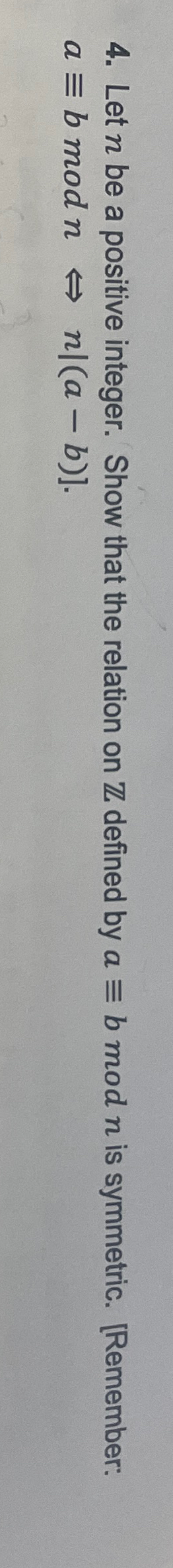 Let N ﻿be A Positive Integer Show That The Relation