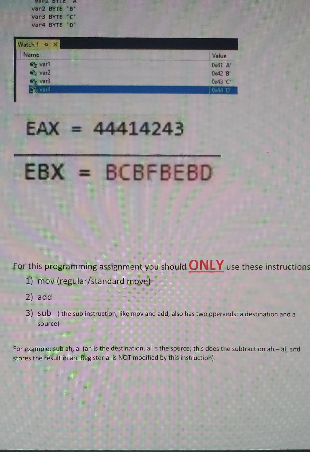 Van DYTE var2 BYTE B var3 BYTE 'C' var4 BYTE D' Watch | Chegg.com