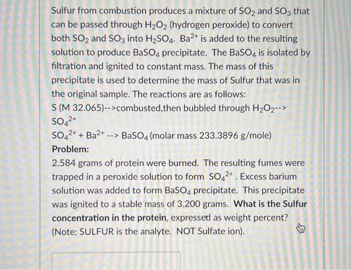 Solved Sulfur from combustion produces a mixture of SO2 and | Chegg.com